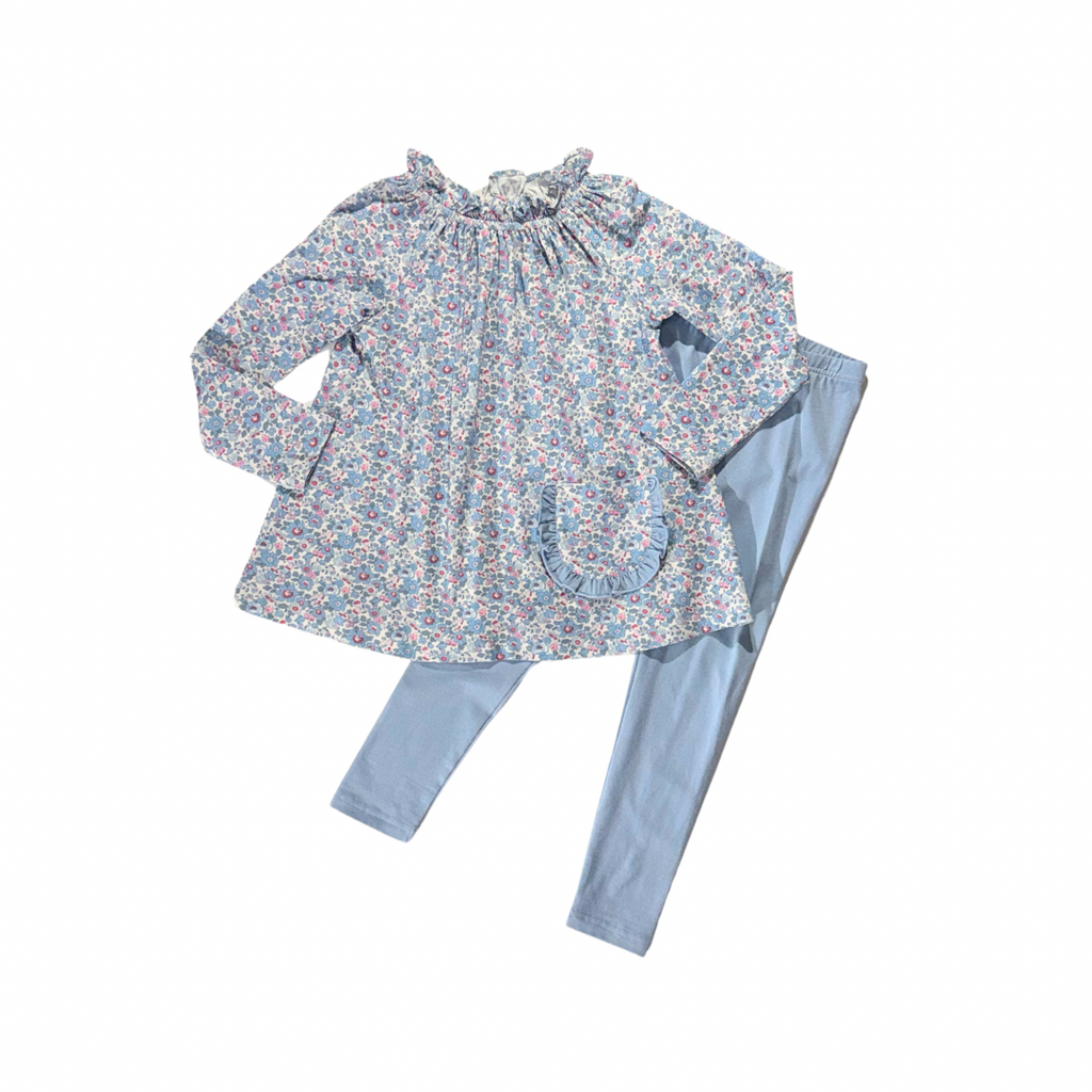 Eyelet & Ivy | Millie Girls Tunic Set in Coral Fields (Pre-order)