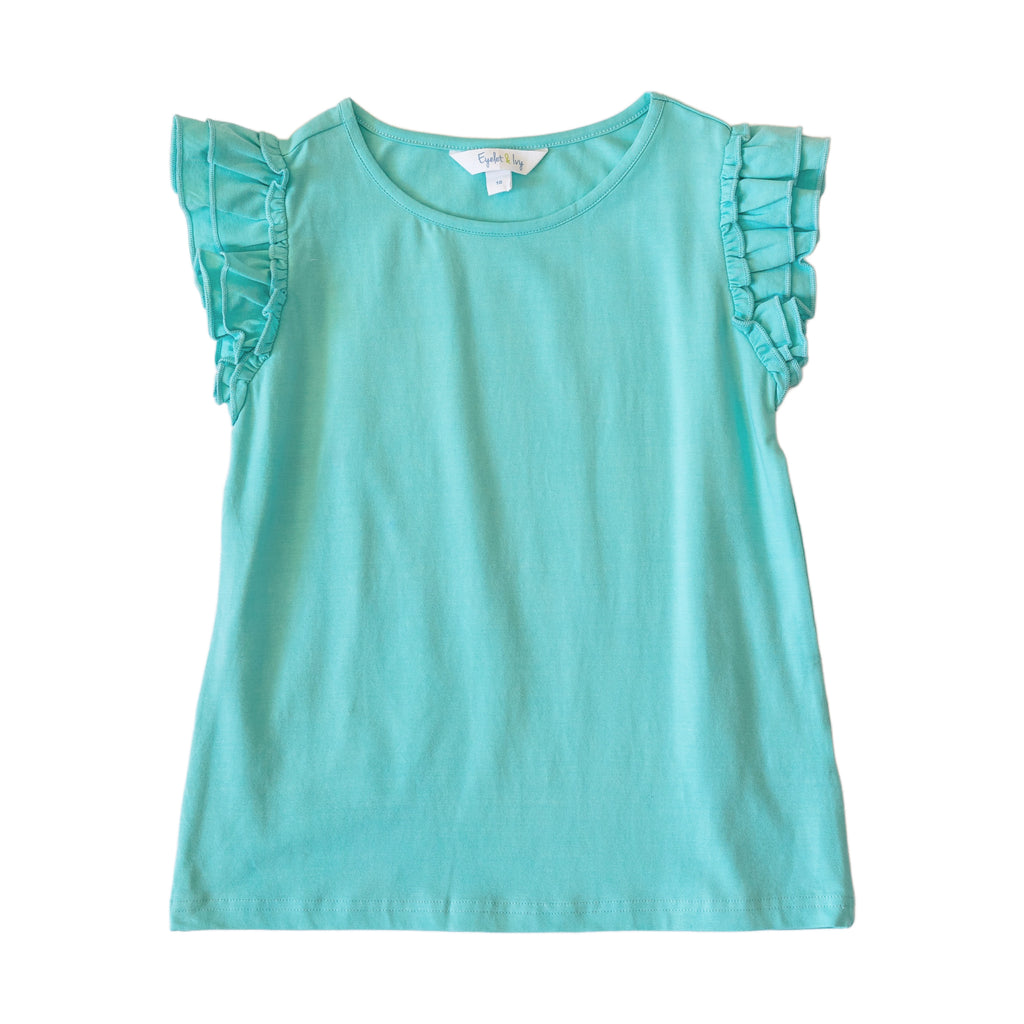 Eyelet & Ivy | Lainey Girls Top in Aqua